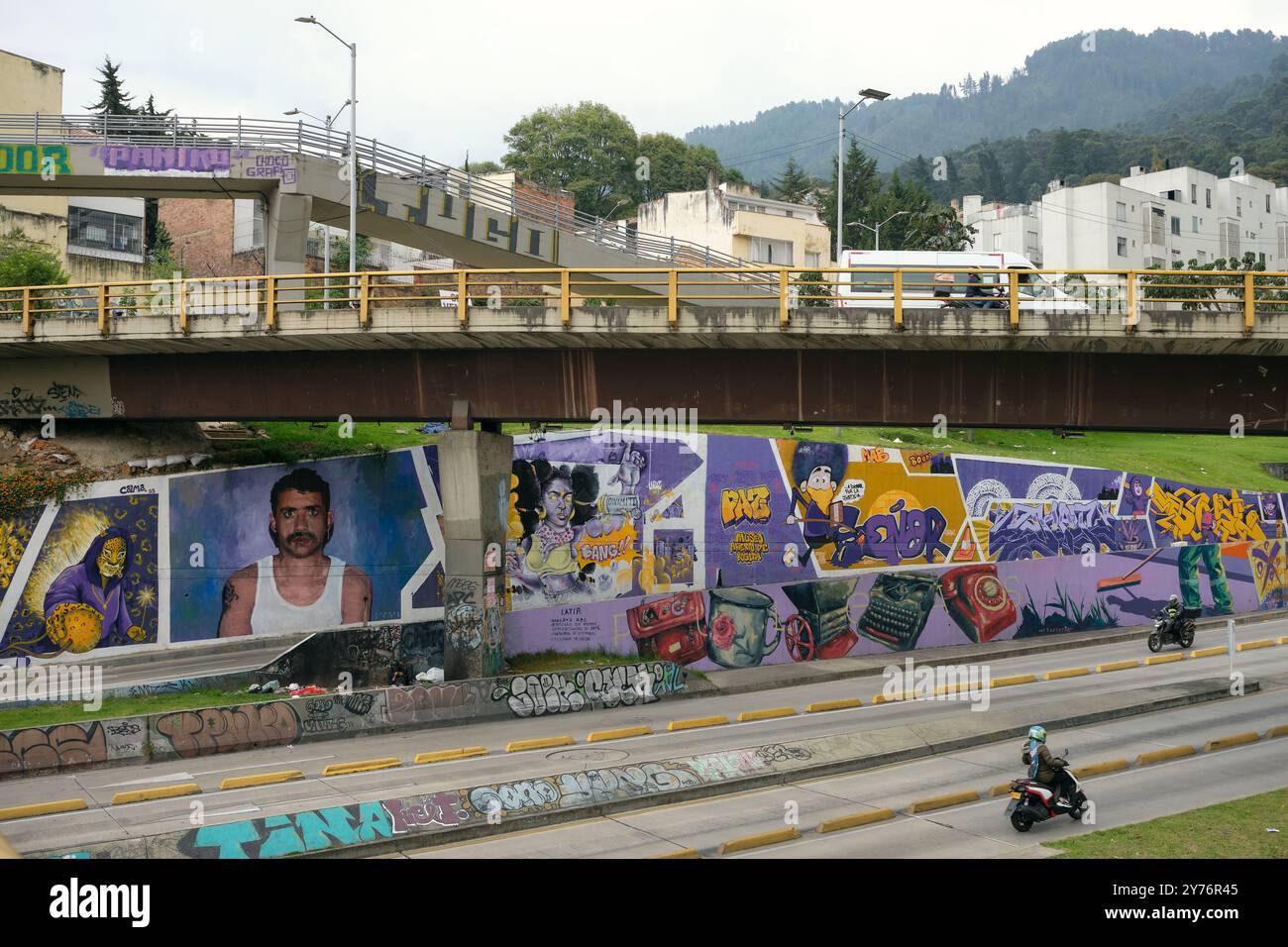 Urban murals in big street of Bogota, Colombia Stock Photo - Alamy