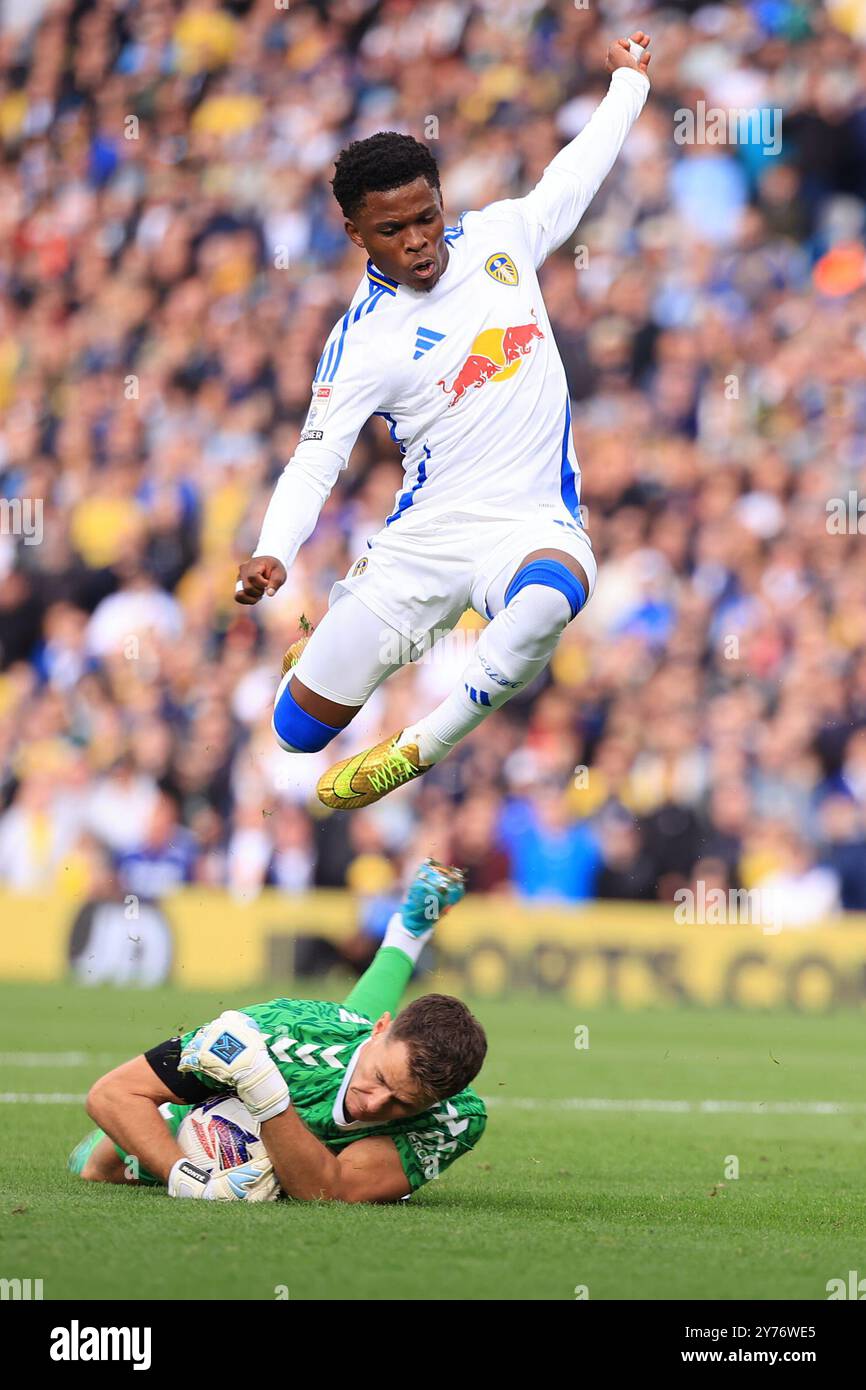 Elland Road, Leeds on Saturday 28th September 2024. Largie Ramazani ...