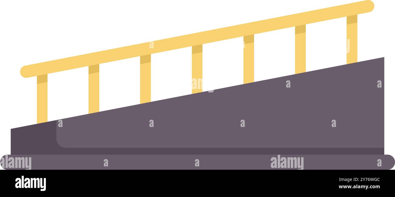 Wheelchair access ramp with yellow handrails providing disabled people ...