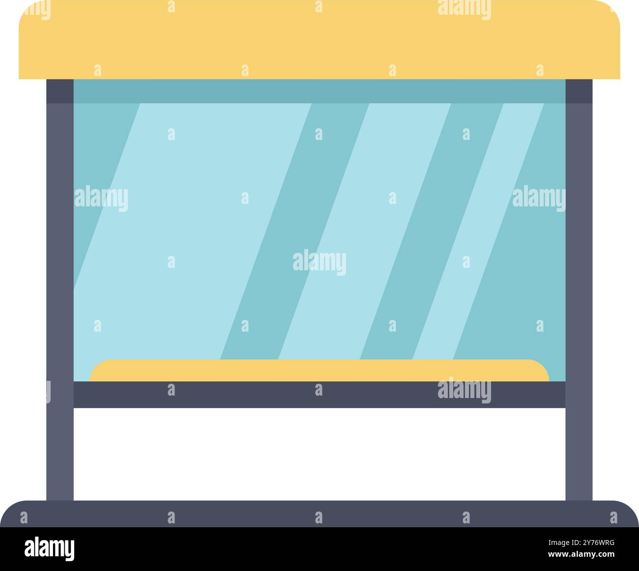 Minimalist illustration of an empty bus stop, featuring a bench and ...