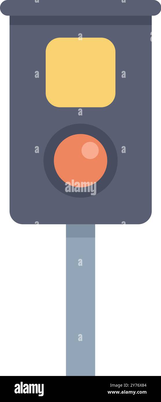 Simple railway traffic light showing red signal, indicating stop for ...