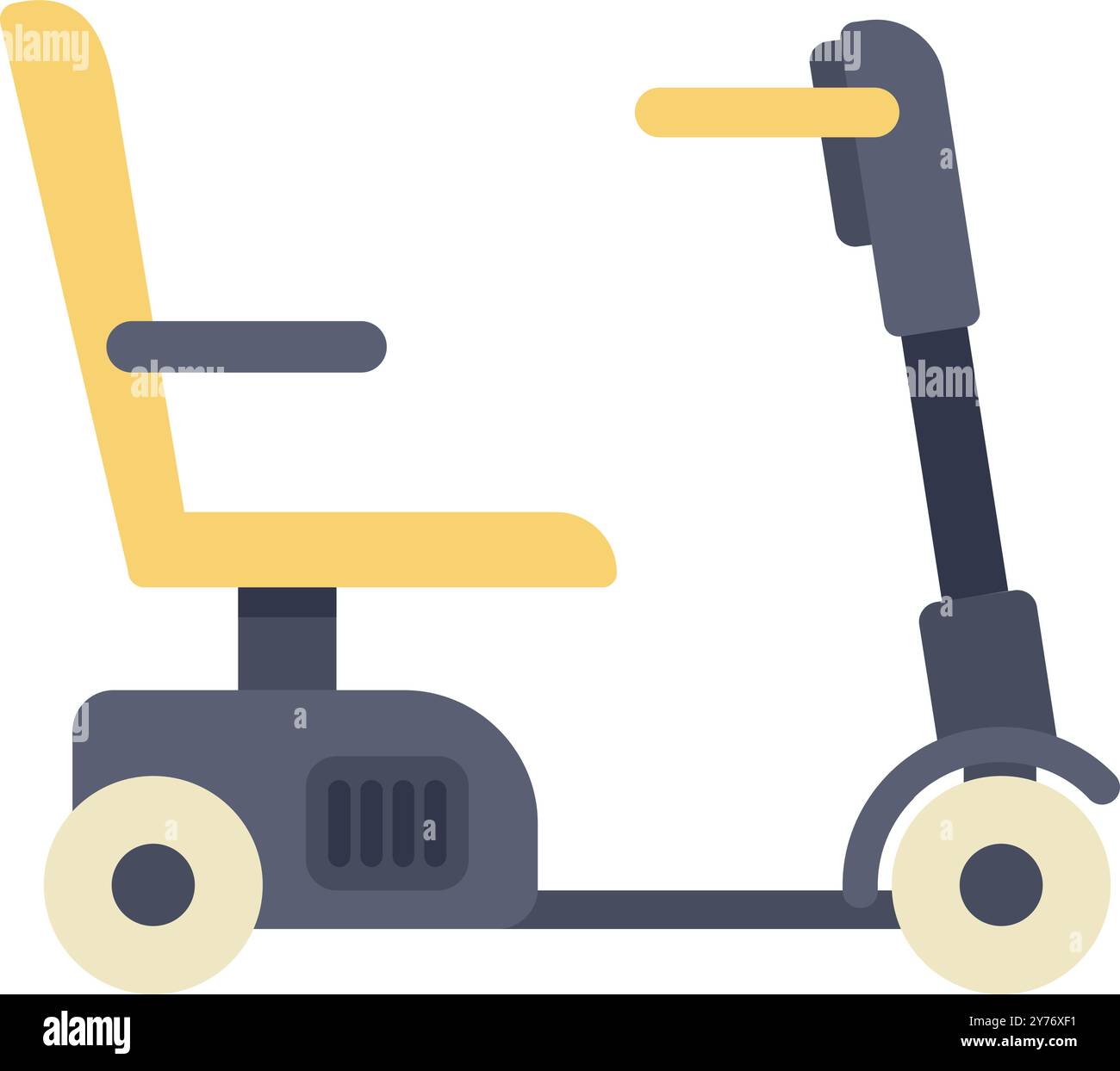 This vector illustration shows an electric wheelchair, a modern ...