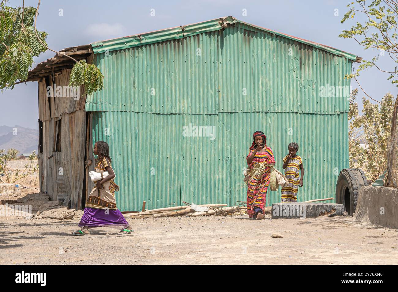 African poor children on the street in small village, Danakil ...