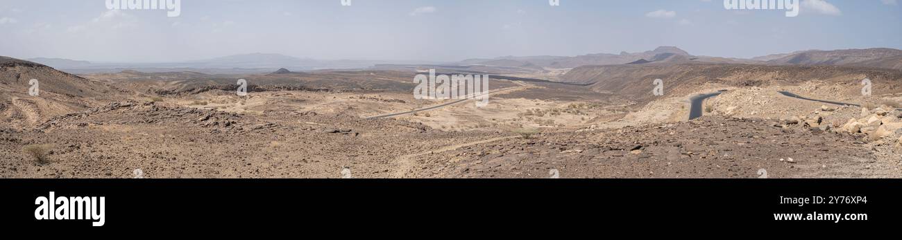 Panoramic of desert landscape in Ethiopia, the Danakil depression Stock ...