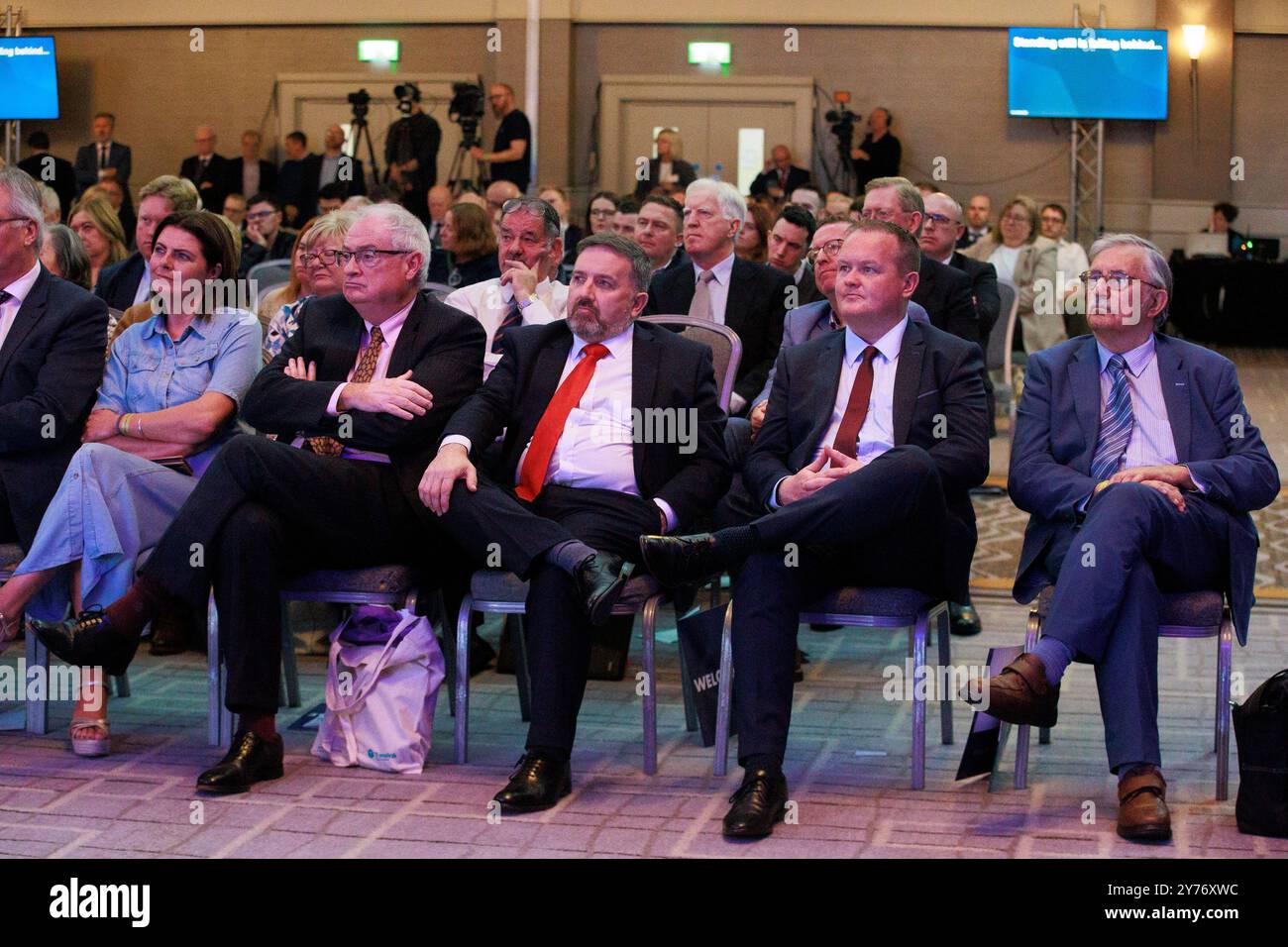 UUP MLA Steve Aiken (third from left) and Robin Swann (fourth from left ...