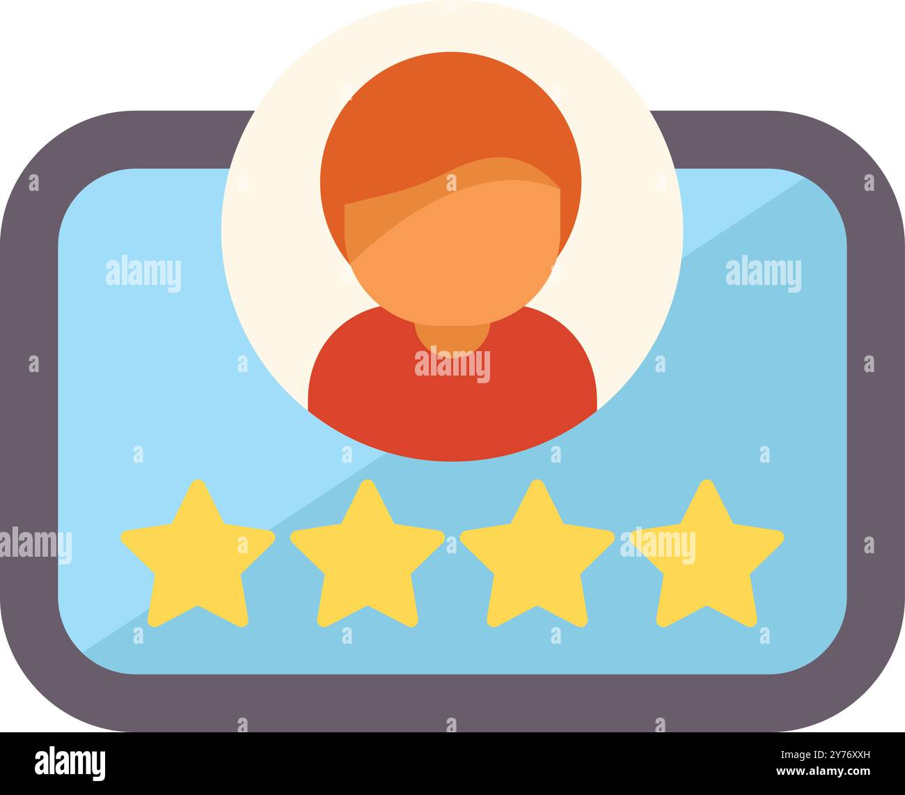 Client receiving positive feedback represented by five star rating on a ...