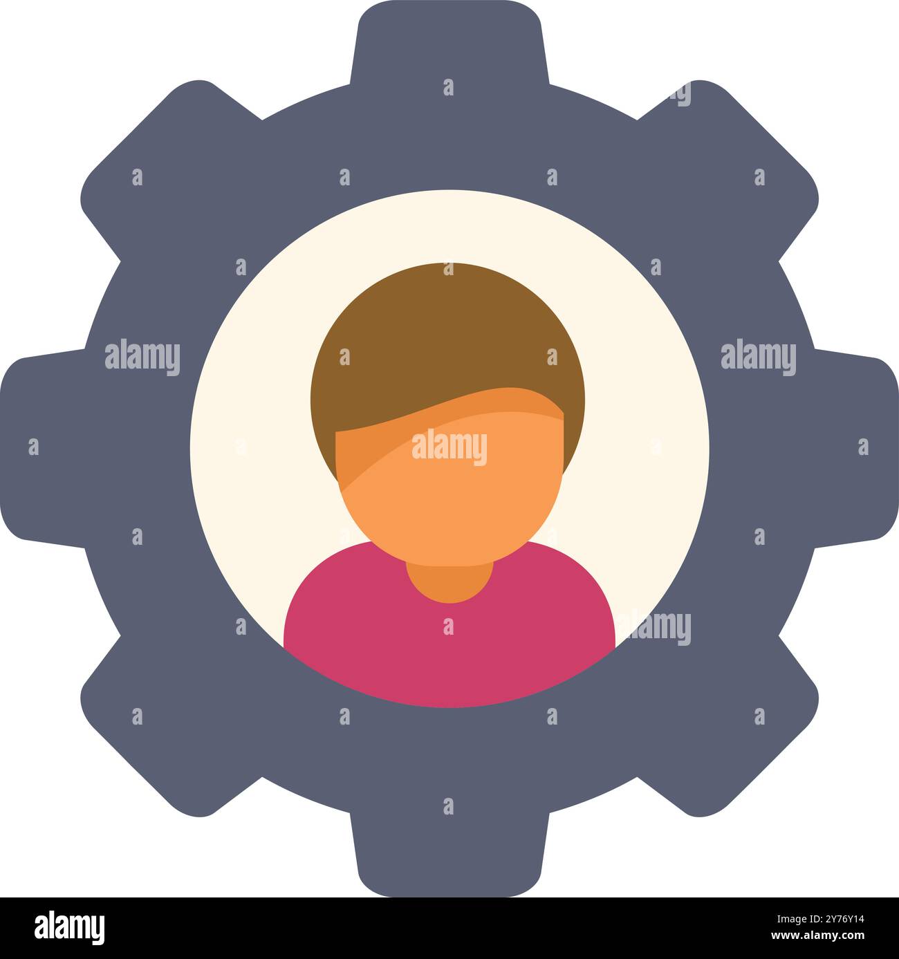 Human resources icon featuring a person's profile picture inside a gear ...