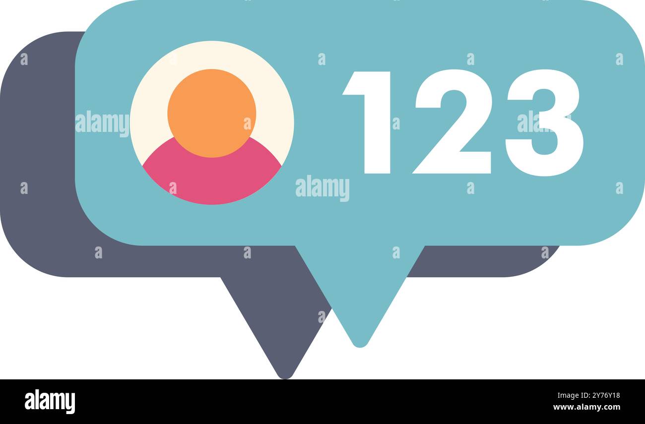 Social media notification icon showing 123 new messages in a speech ...
