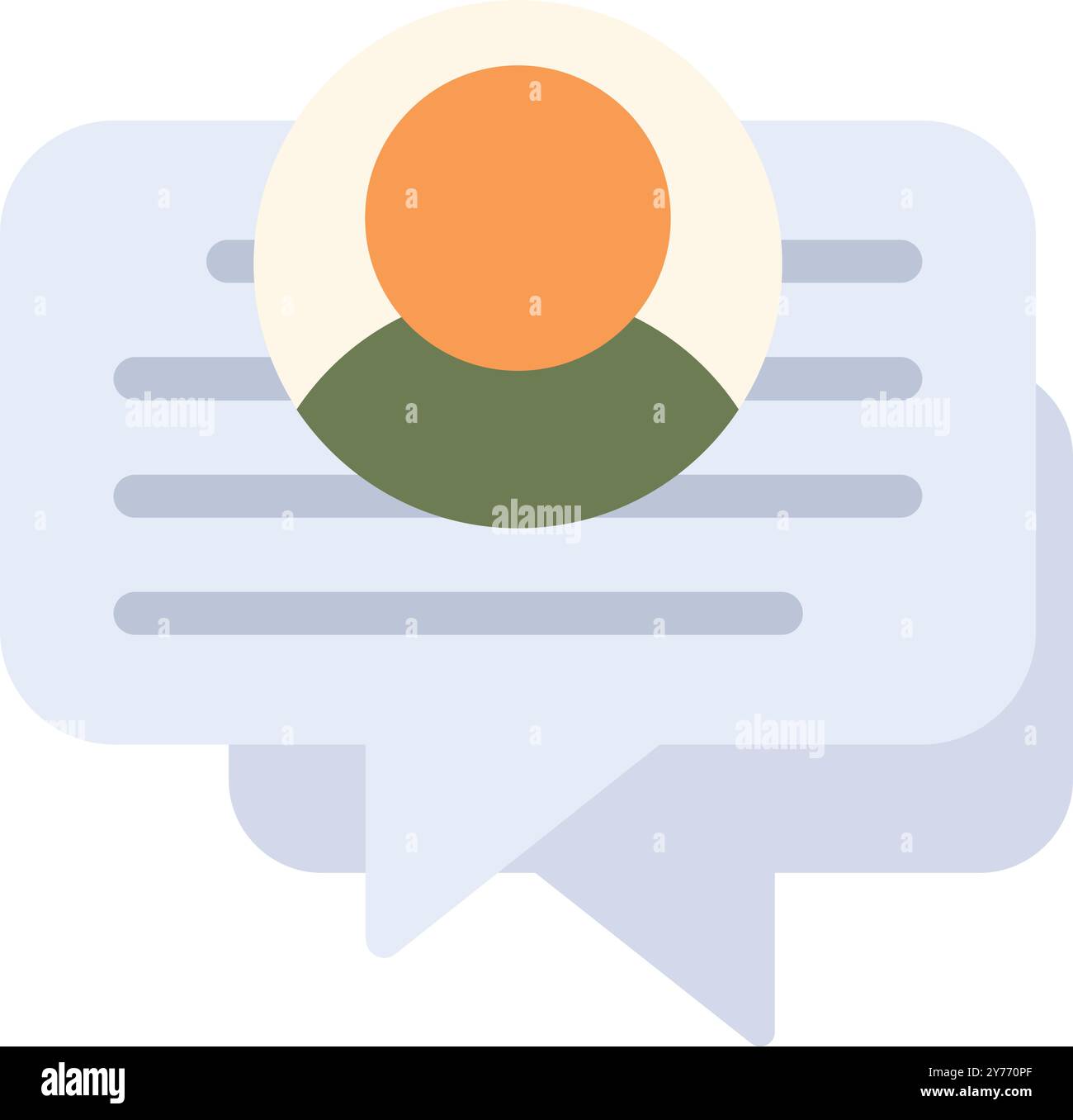 Speech bubble showing online user profile with text lines representing ...