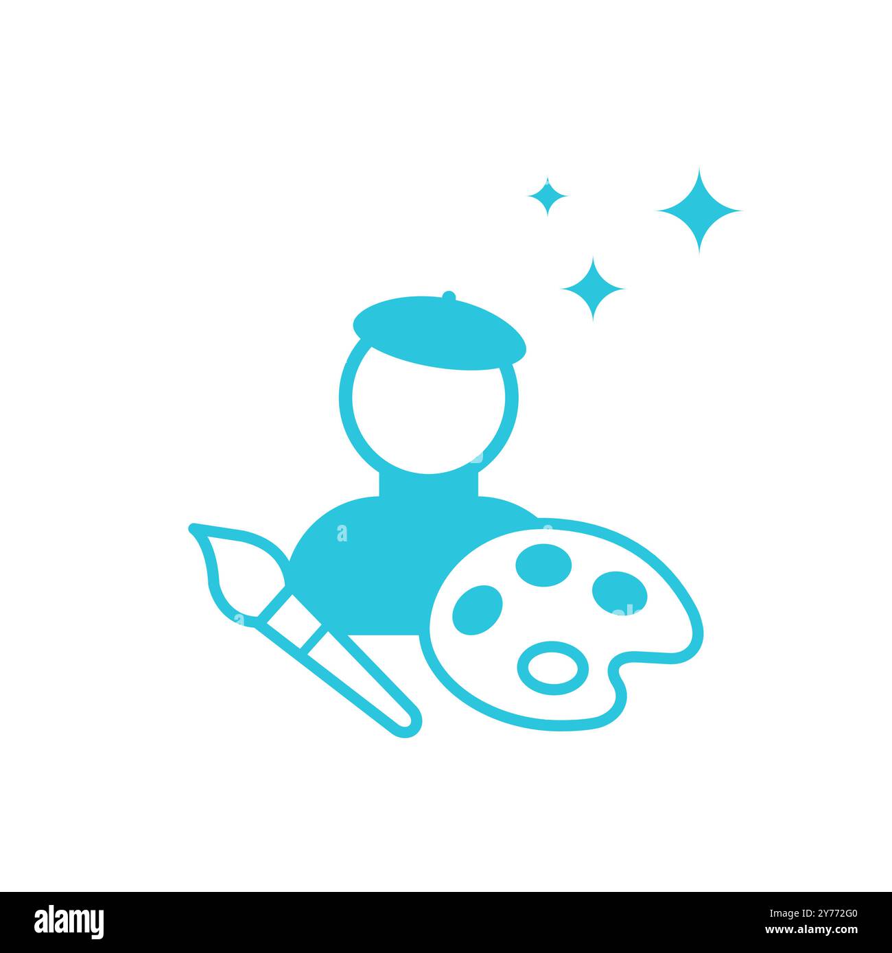 Creator, artist, painter icon Isolated on white background. From blue ...