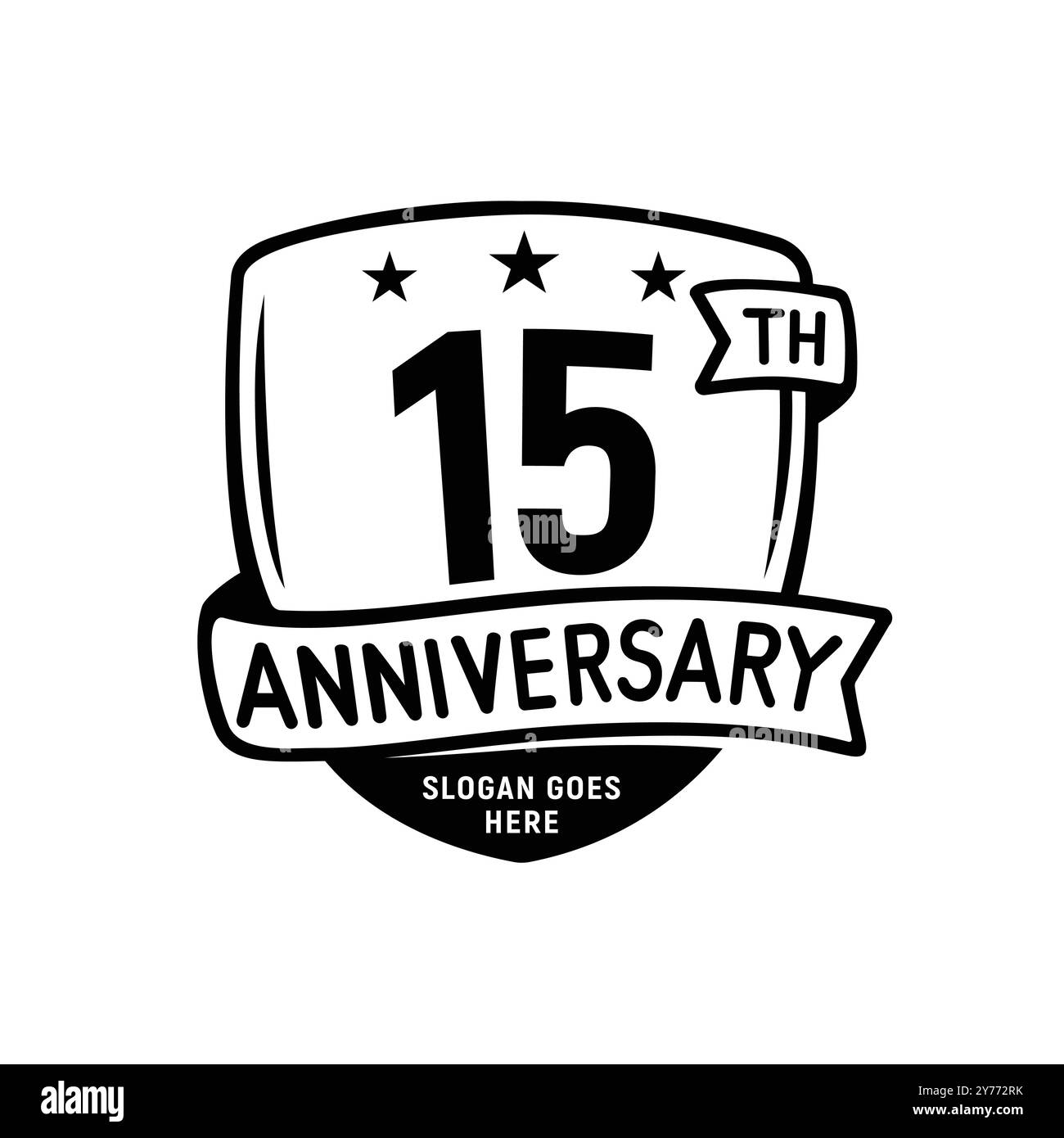 15 years anniversary celebration shield design template. 15th anniversary logo. Vector and ...