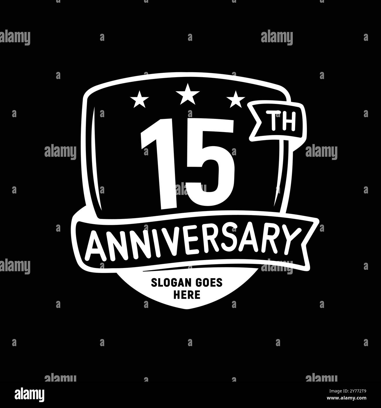 15 years anniversary celebration shield design template. 15th anniversary logo. Vector and ...