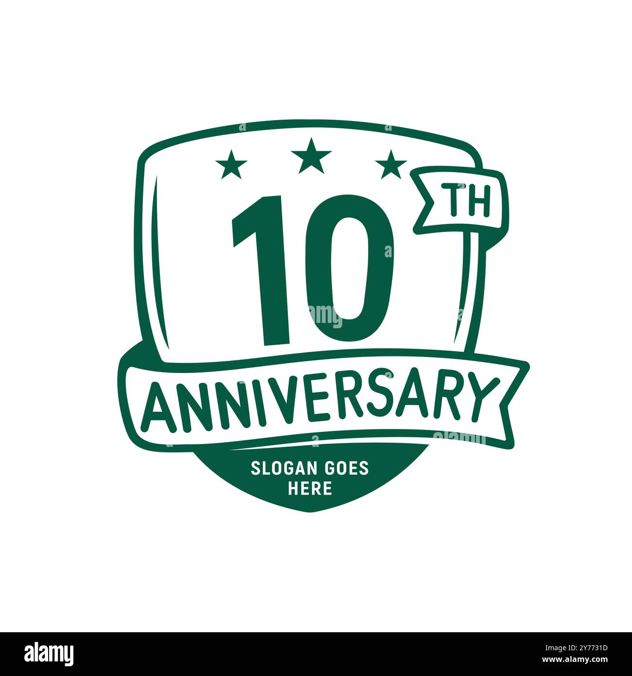 10 years anniversary celebration shield design template. 10th anniversary logo. Vector and ...