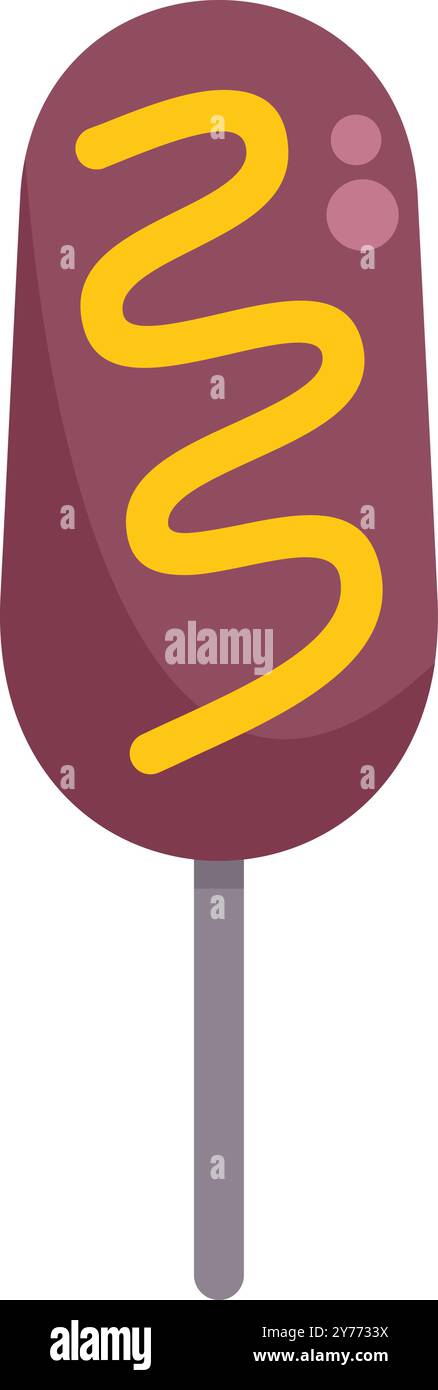 Korean corn dog with mustard topping served on a wooden stick, a ...