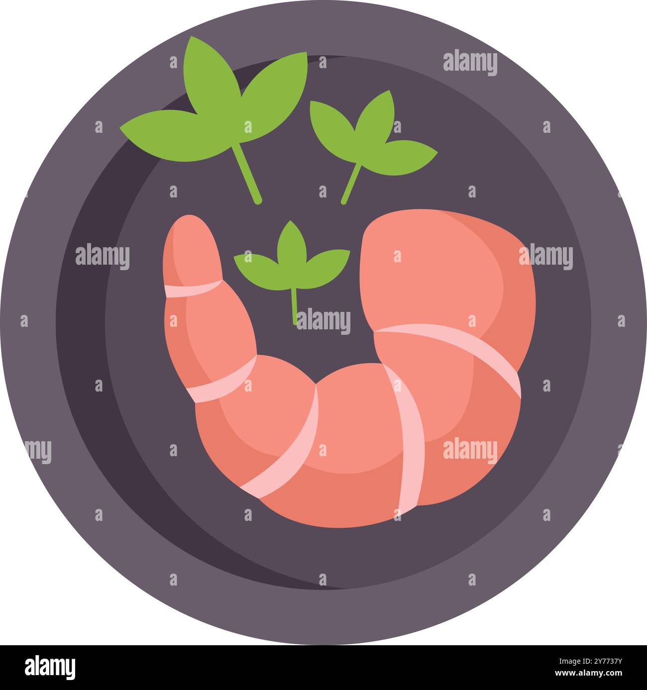 Cooked shrimp seasoned with parsley, served on a black plate, simple ...