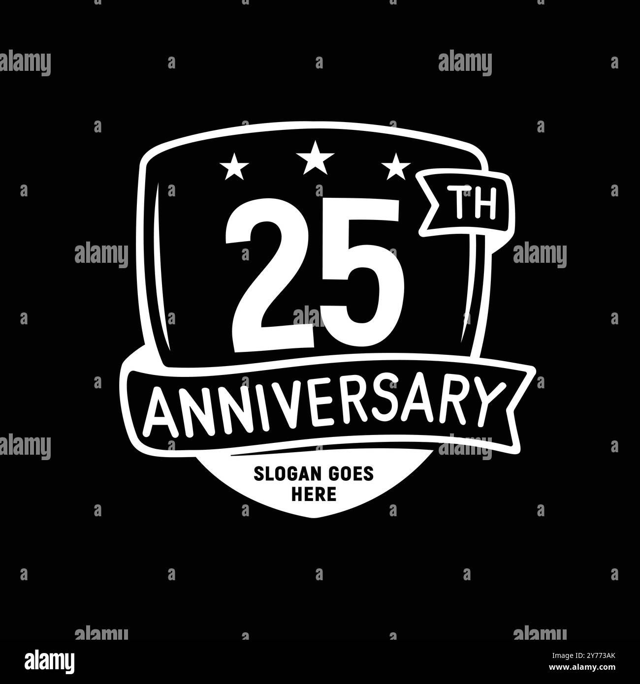 25 years anniversary celebration shield design template. 25th ...