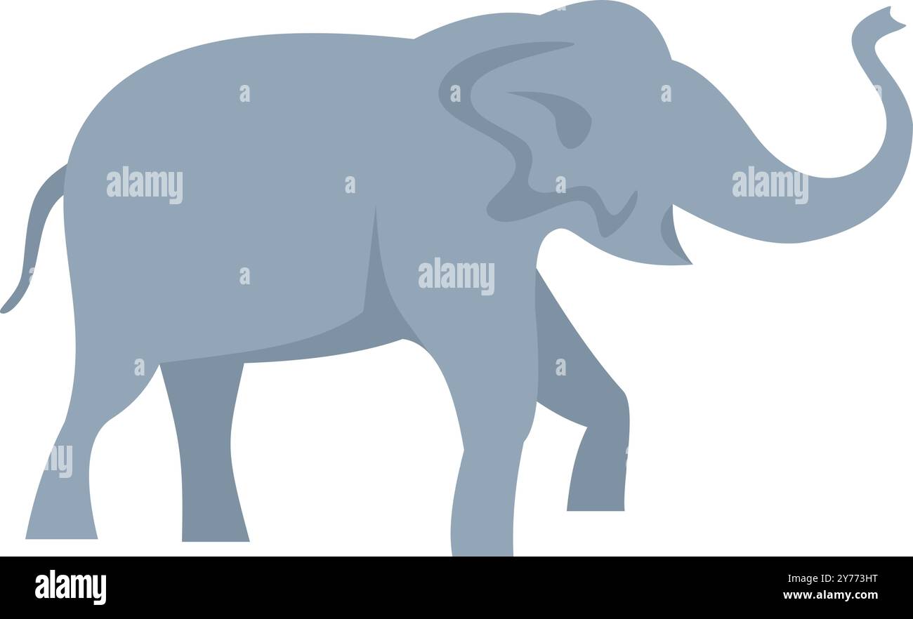 Minimalist vector illustration of a large grey elephant walking and ...
