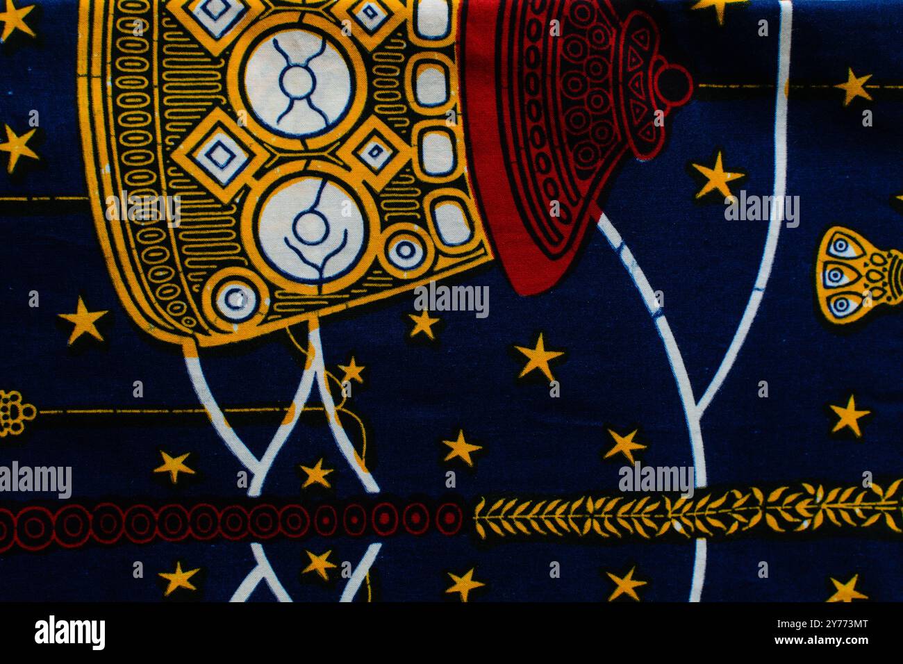 top view of red blue ankara fabric, flatlay of nigerian wax cloth with ...