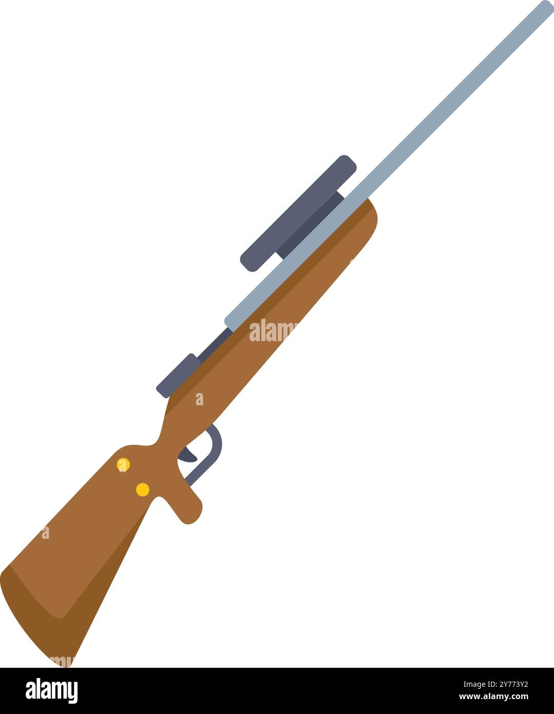 Hunting rifle with scope is laying ready for hunter to shoot wild ...