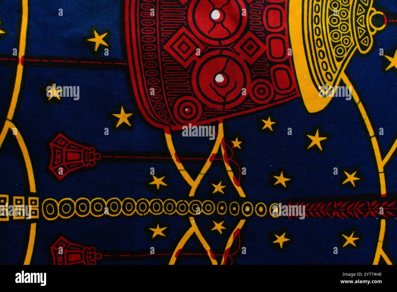 top view of red blue ankara fabric, flatlay of nigerian wax cloth with ...