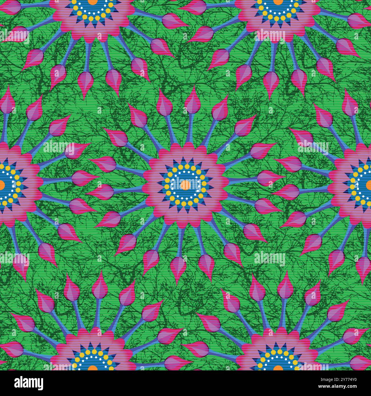 Seamless African Wax Print fabric, Ethnic handmade daisybushes for your ...