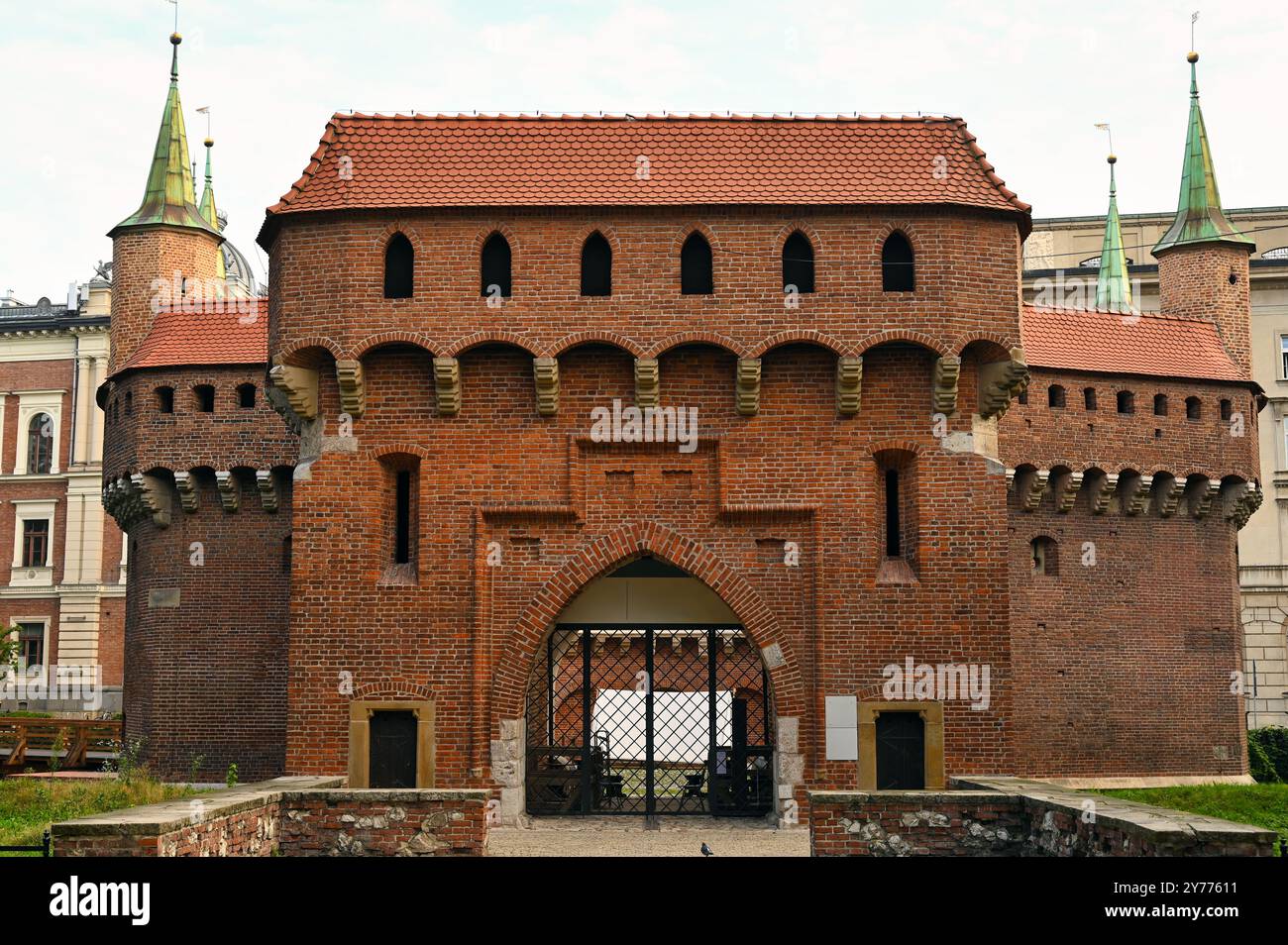 Krakow barbican entrance, medieval fortification at city walls, Poland ...