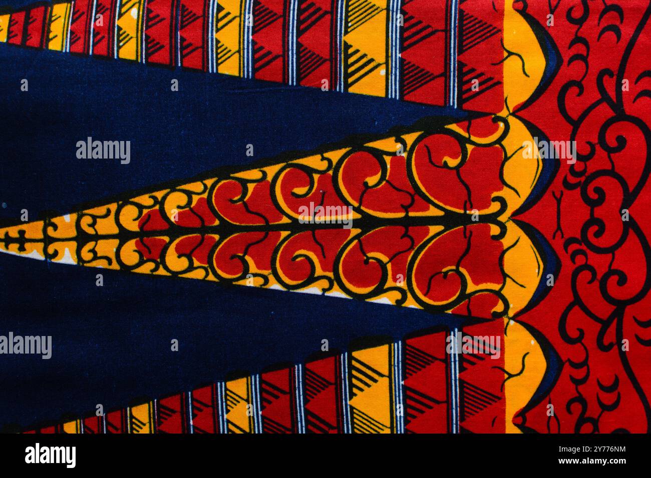 top view of red blue ankara fabric, flatlay of nigerian wax cloth with ...