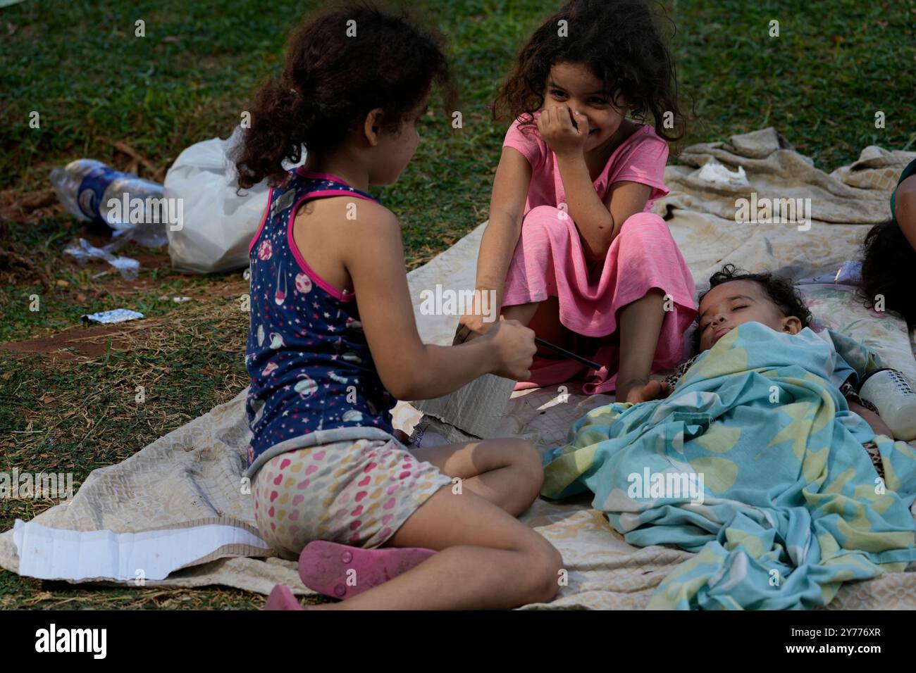 Kids who fled with their families the southern suburb of Beirut amid ...