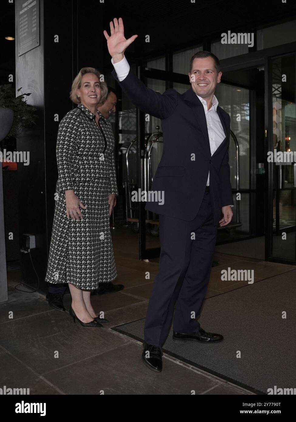Robert Jenrick with his wife Michal Berkner arriving in Birmingham on ...