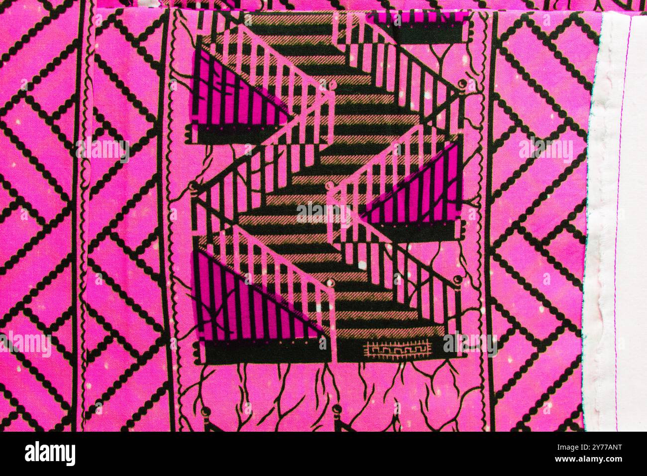 top view of pink ankara fabric, flatlay of nigerian wax cloth with ...