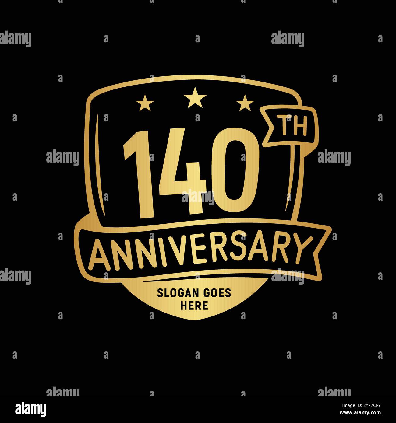 140 years anniversary celebration shield design template. 140th ...
