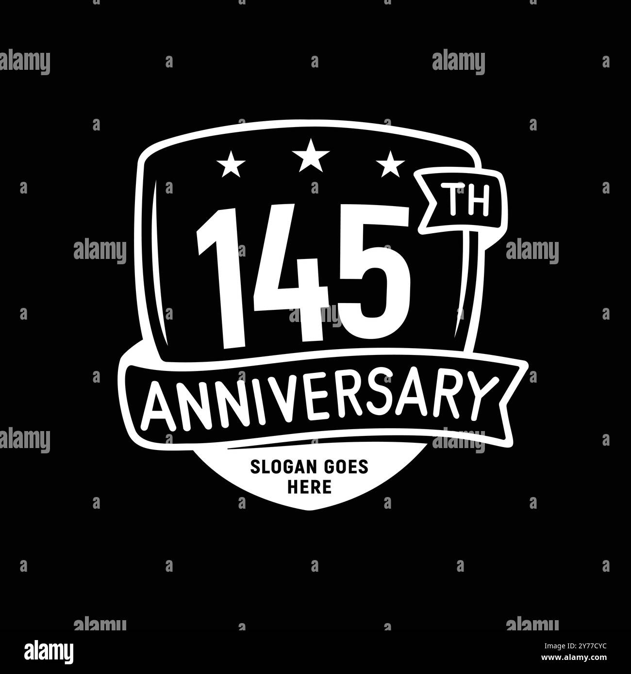 145 years anniversary celebration shield design template. 145th ...