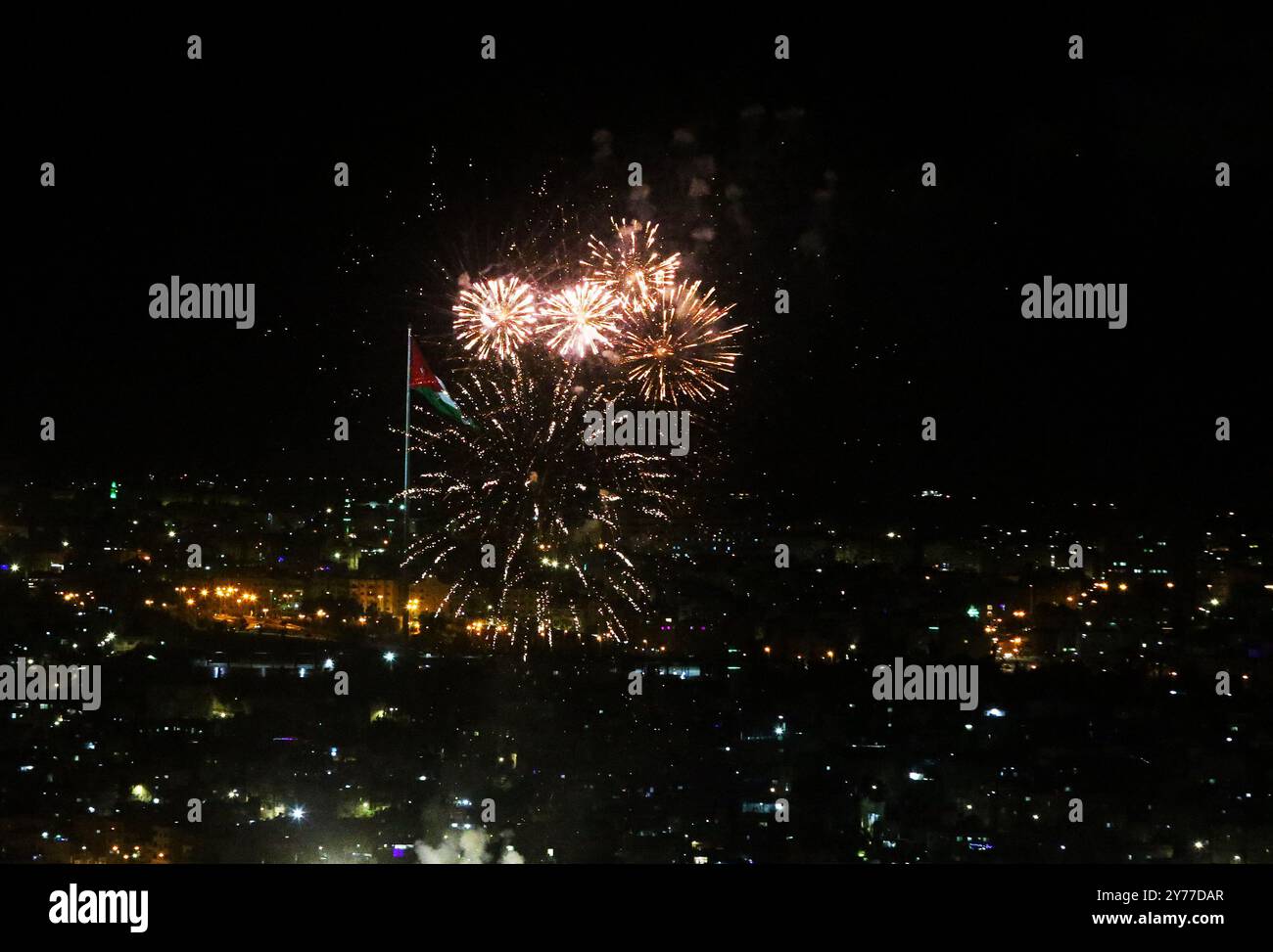 Amman, Jordan. 25 May 2020. Fireworks are displayed in Amman to ...
