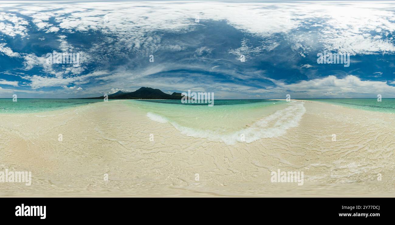 Ocean waves over sandbar in Camiguin Island. Philippines. VR 360 Stock ...