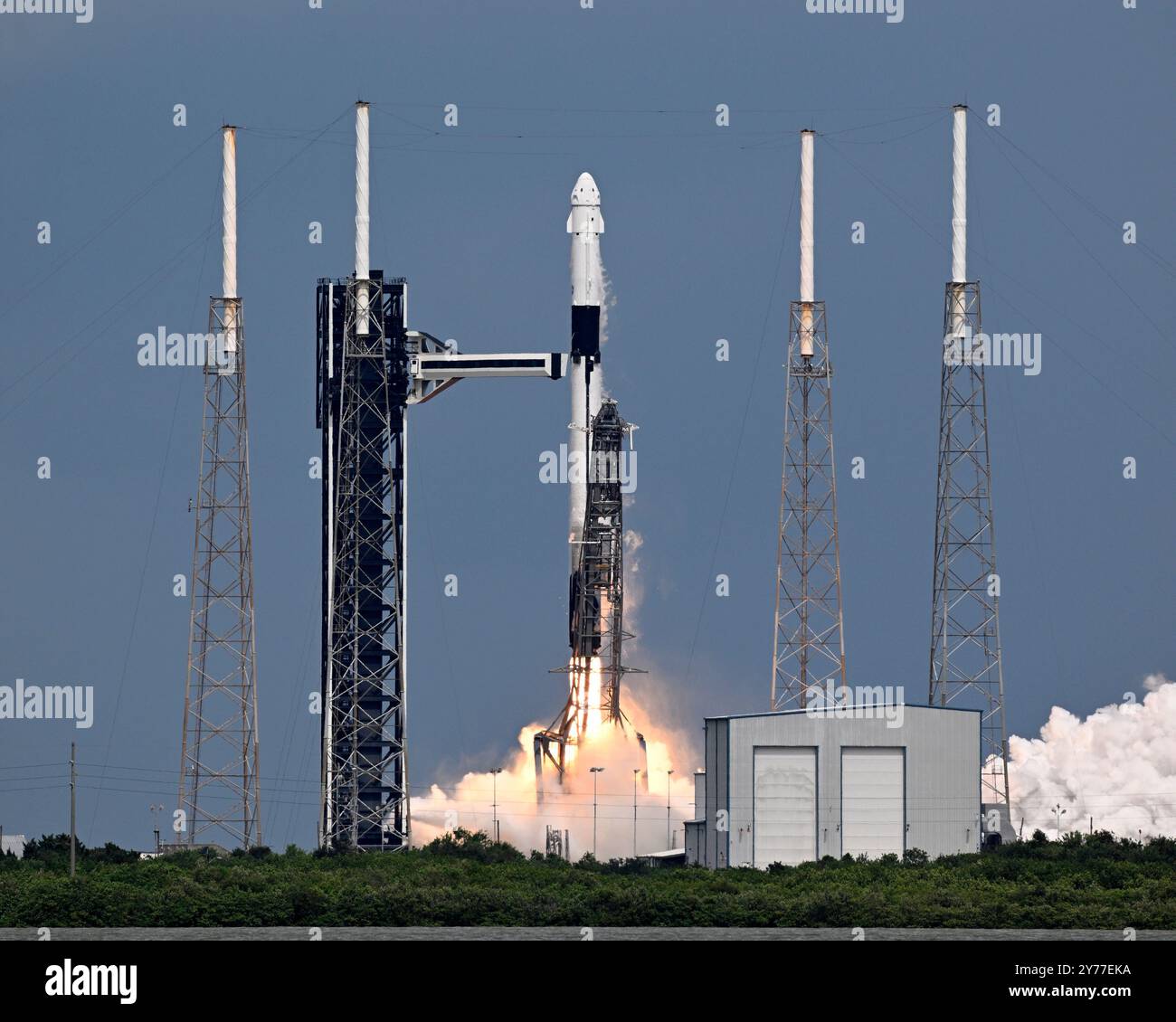 Cape Canaveral, Florida, USA. 28th Sep, 2024. A SpaceX Falcon 9 rocket ...