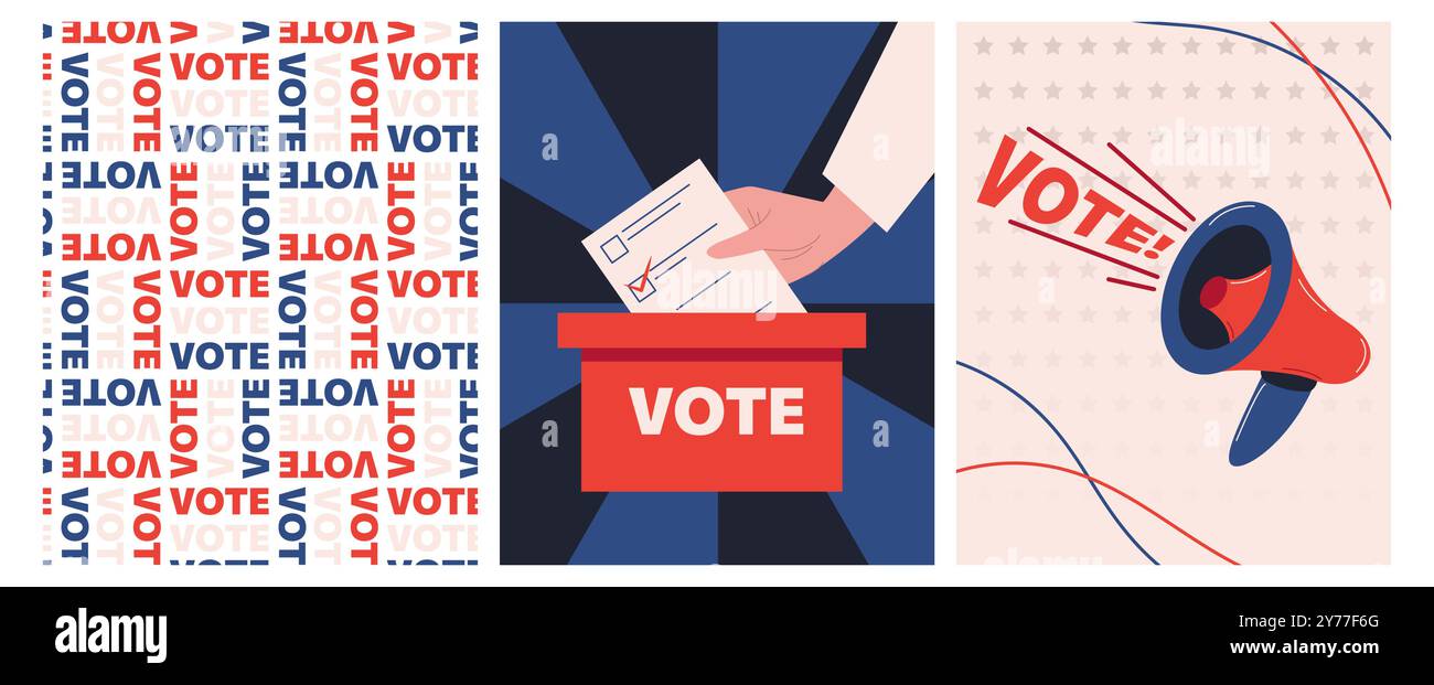 Election 2024 posters set. Vote posters in flat style. Element of ...