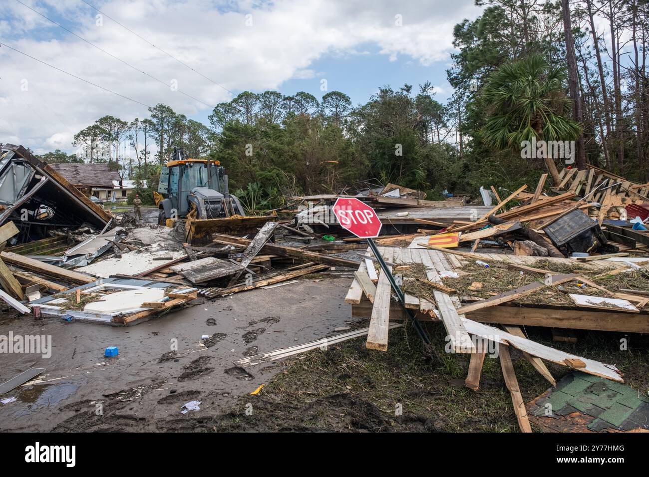 Florida Air National Guard clearing roads in Keaton Beach, Florida, on ...