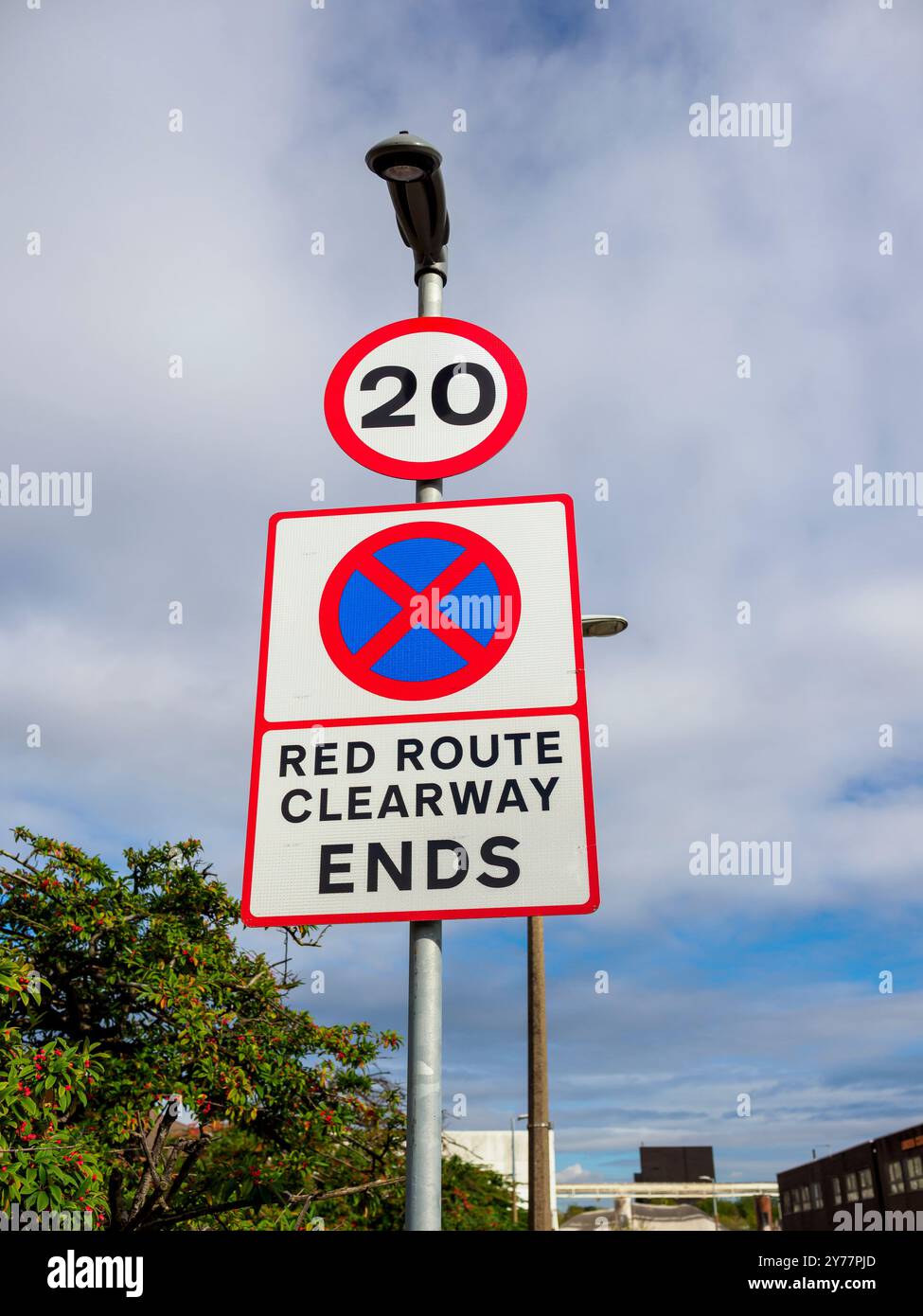 Traffic signs displaying a clearway indication and a 20 mph speed limit ...