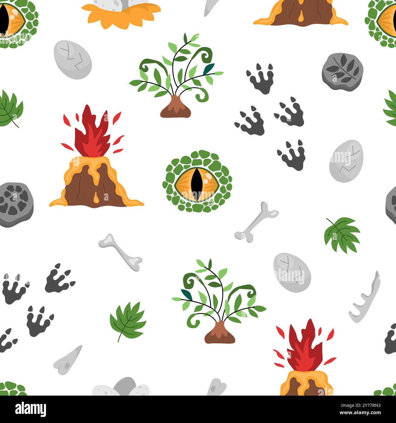 Vector dinosaur seamless pattern. Cute prehistoric animal symbols ...