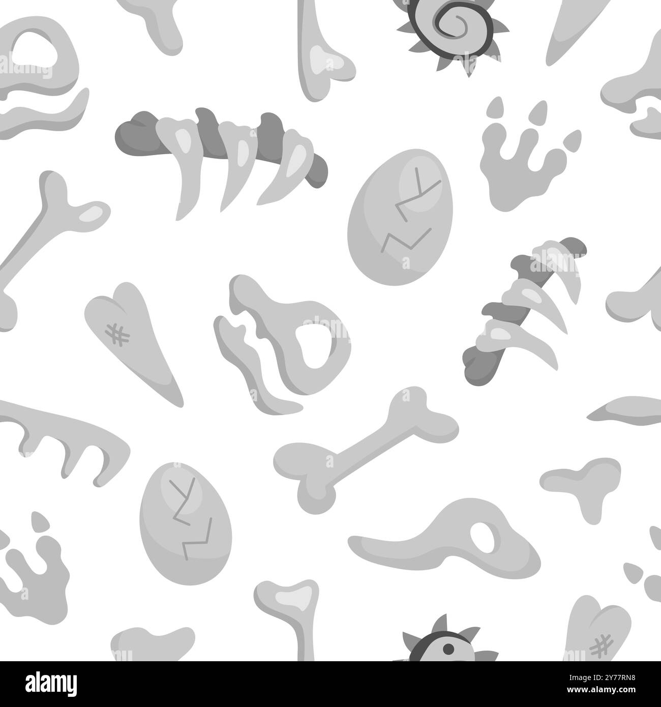 Vector dinosaur bones, skeletons and skulls seamless pattern. Cute ...