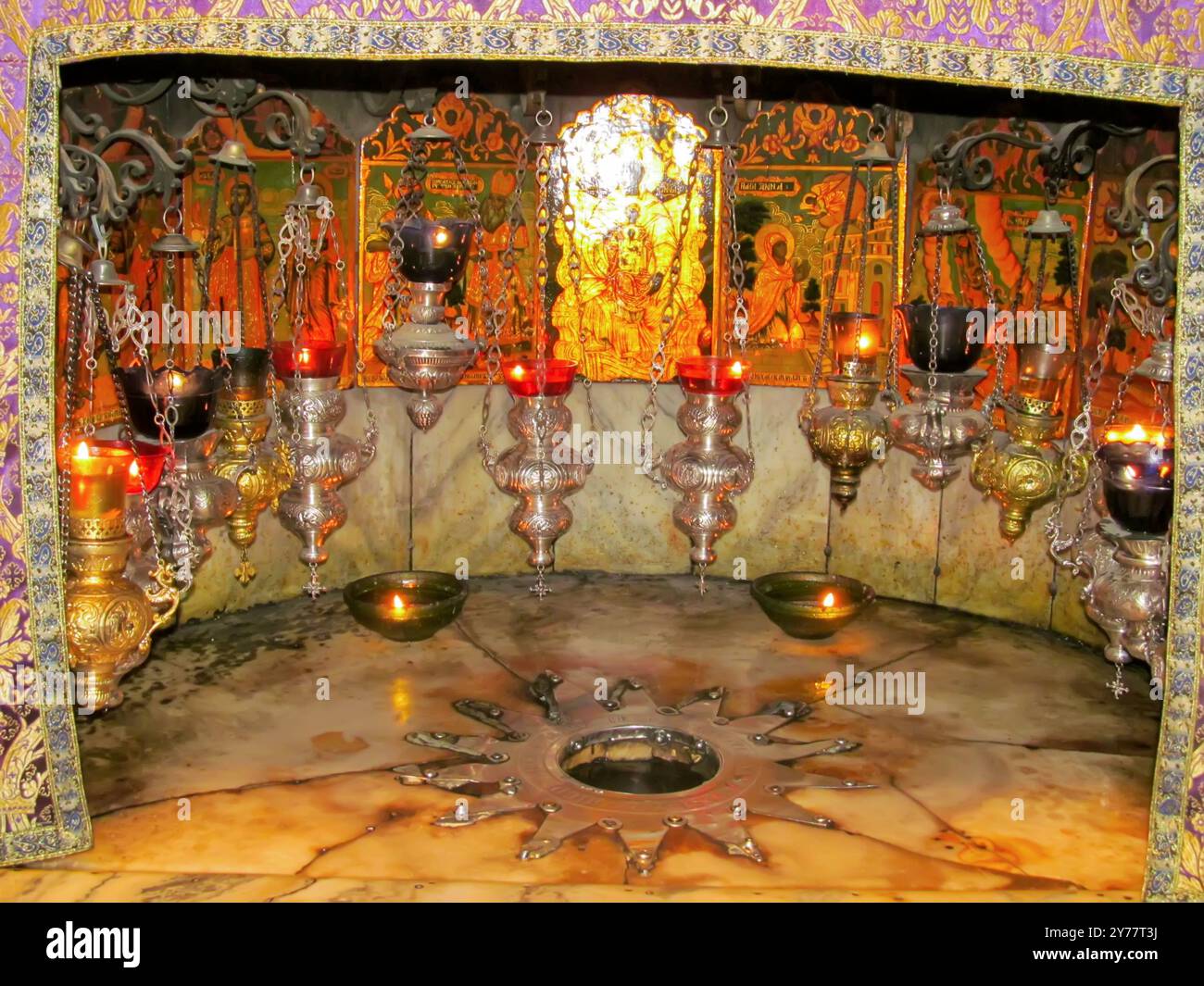 The birthplace of Jesus Christ, marked with a silver star. The Church ...