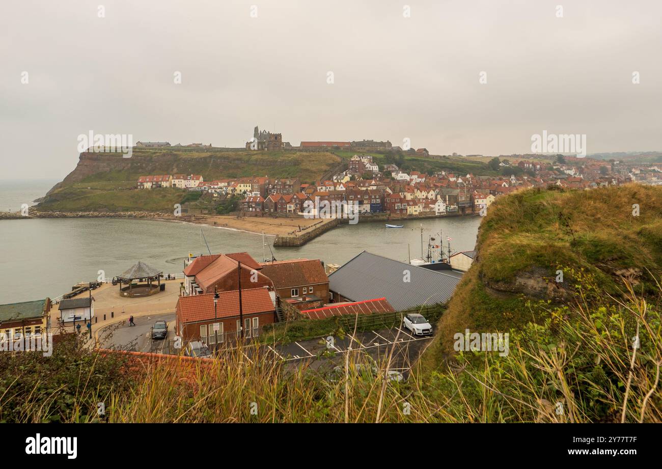 Aerial view of Whitby harbour Stock Photo - Alamy
