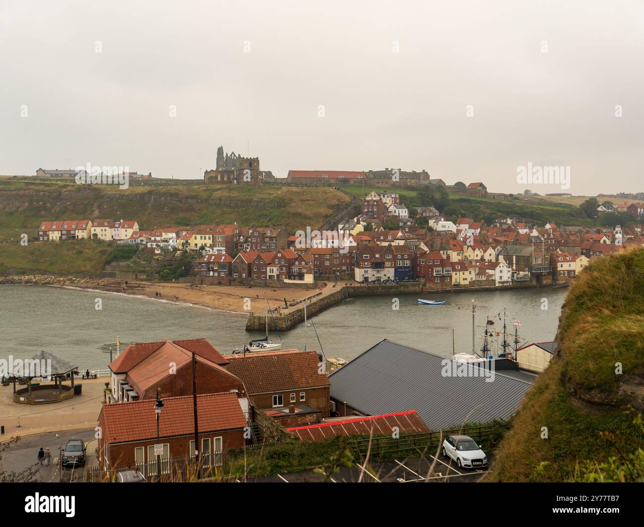 Aerial view of Whitby harbour Stock Photo - Alamy