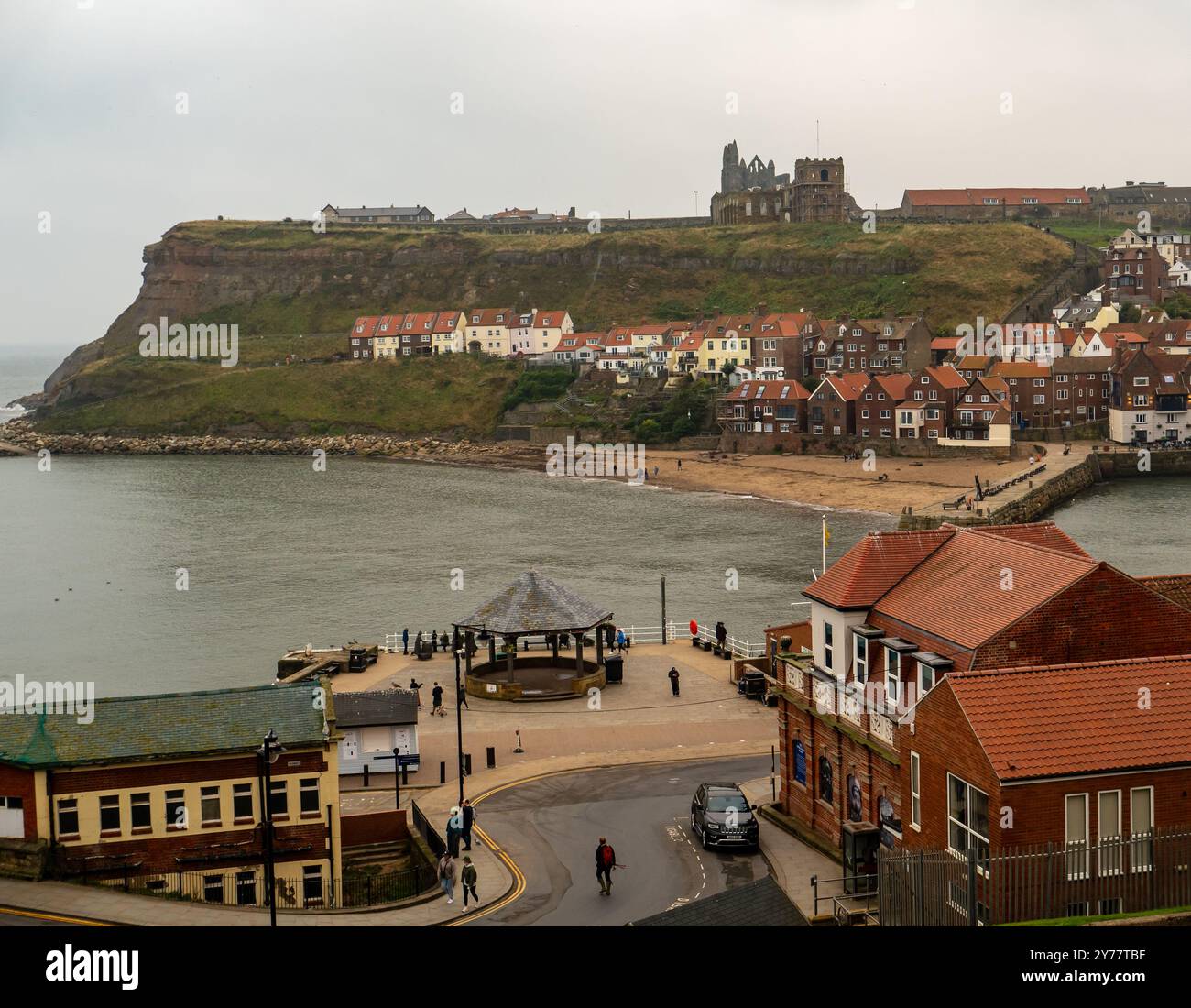 Aerial view of Whitby harbour Stock Photo - Alamy