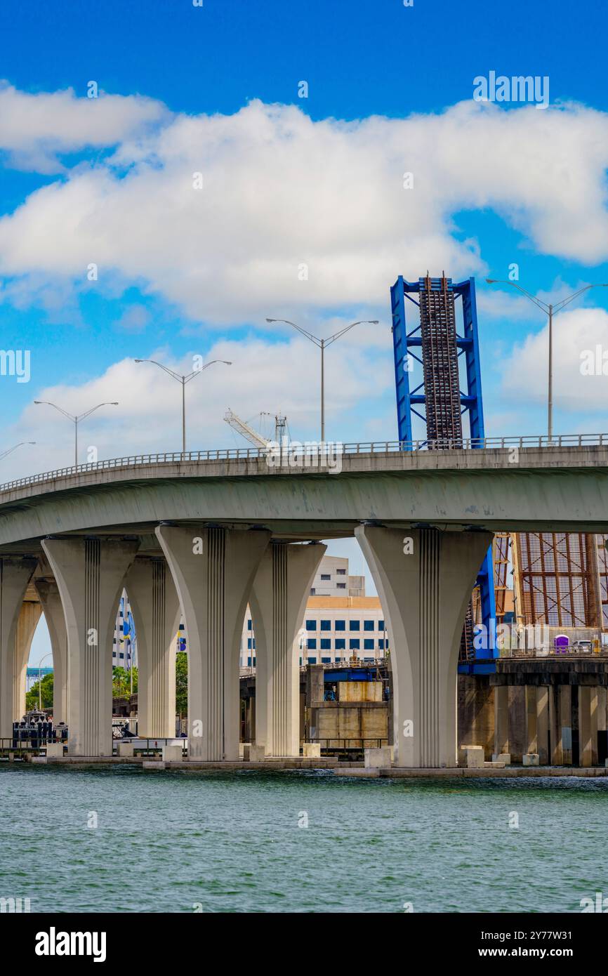 Port Miami bridge Downtown, Florida USA Stock Photo - Alamy