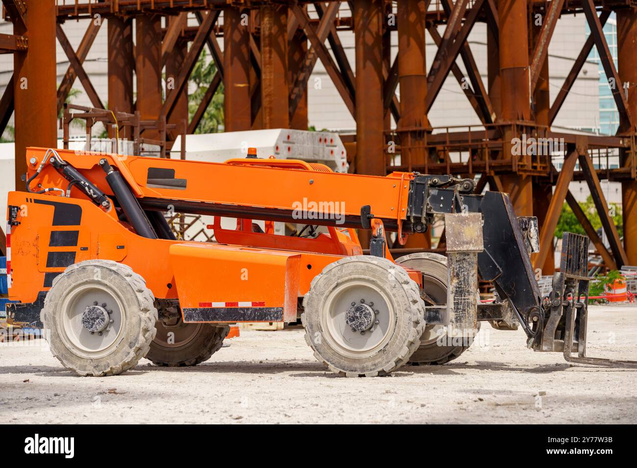 Utility lifting machine at construction site. All logos removed Stock ...