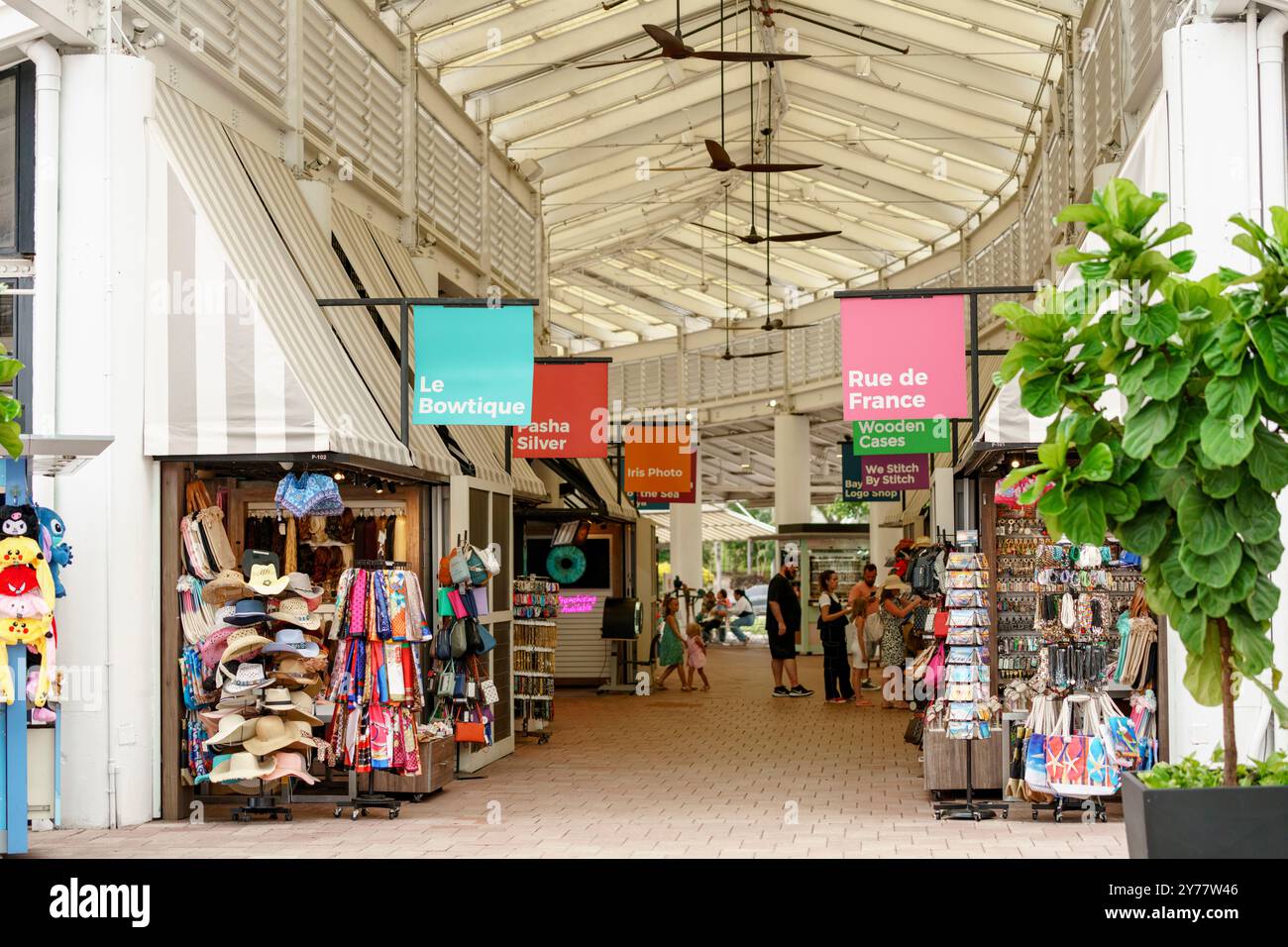 Miami, FL, USA - September 25, 2024: Tourist kiosks at Bayside ...