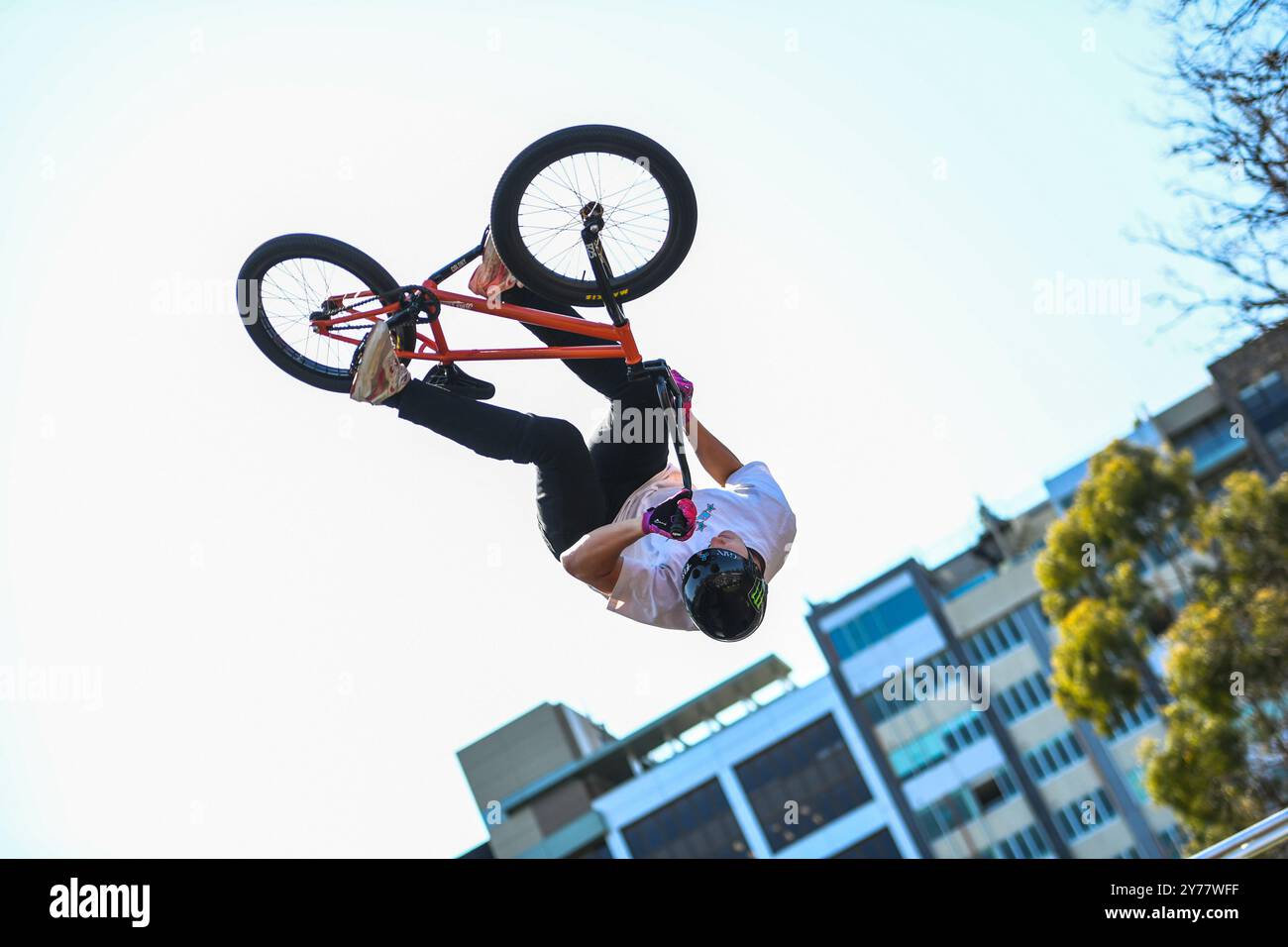 Australian BMX rider Xavier Gilbee is seen in action during the Monster ...