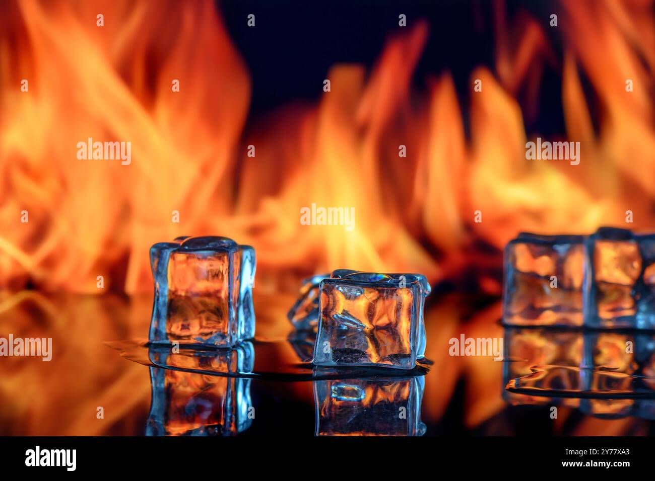 Fire in block of ice Stock Photo - Alamy