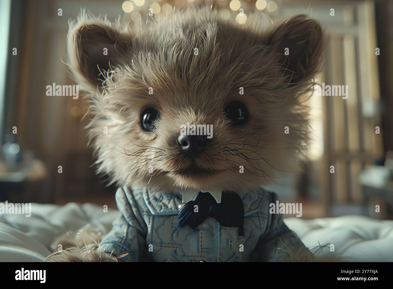 Trendy dog model elegantly dressed in luxurious fashion at a glamorous ...